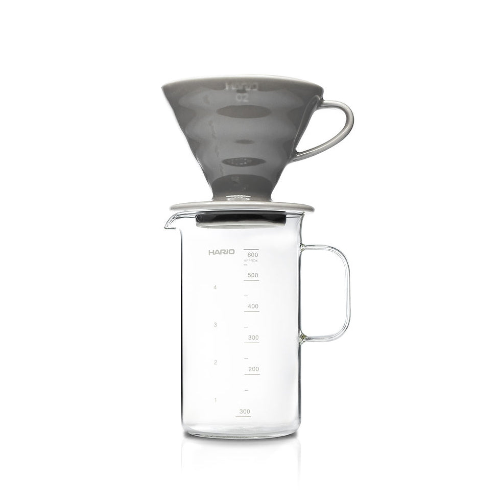 Hario Beaker Server and Ceramic V60 02 Dripper Coffee Set - Gray – Kafetos